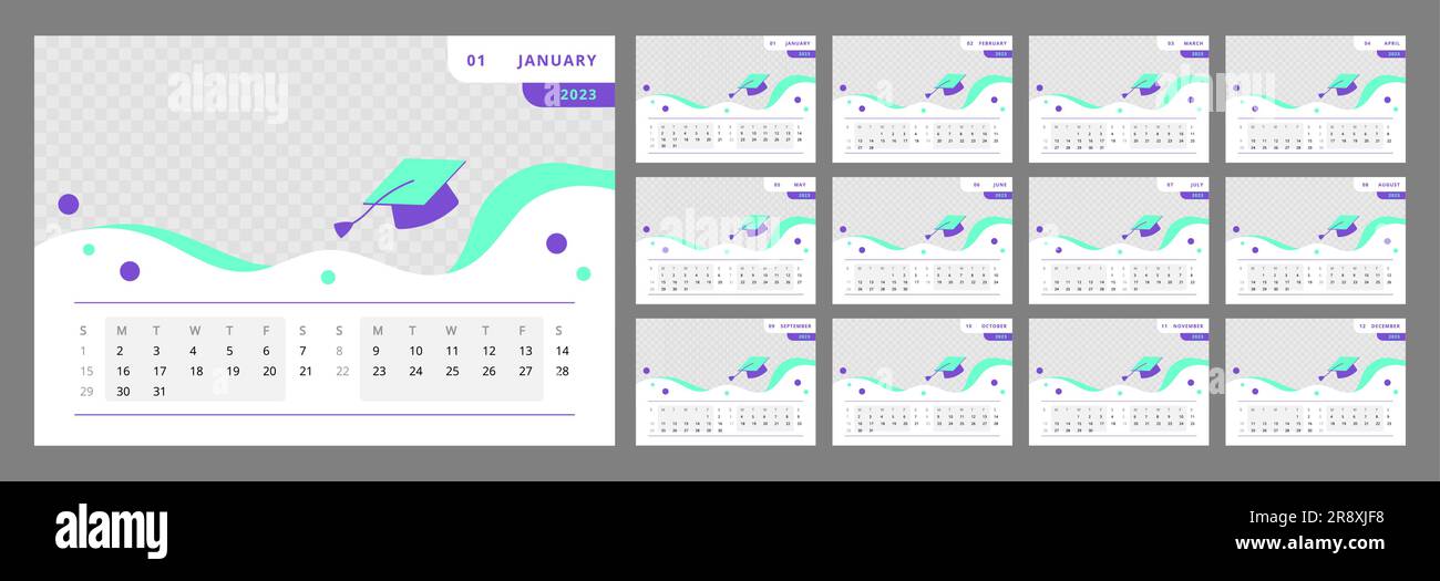 Education program for students wall calendar design template for 2023 ...