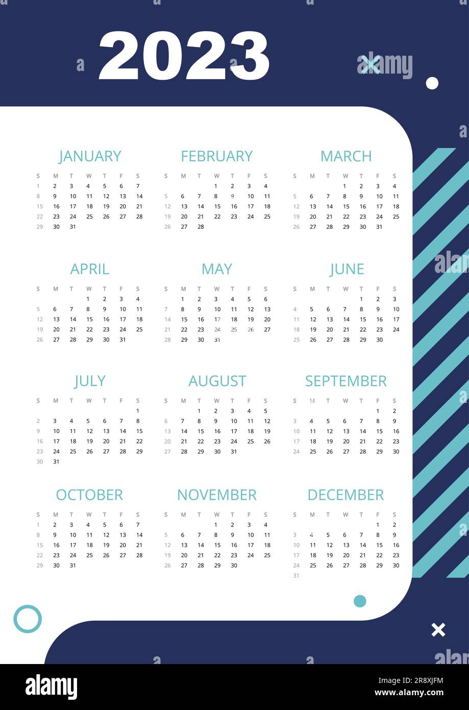 Computing industry blue wall calendar design template for 2023 year ...