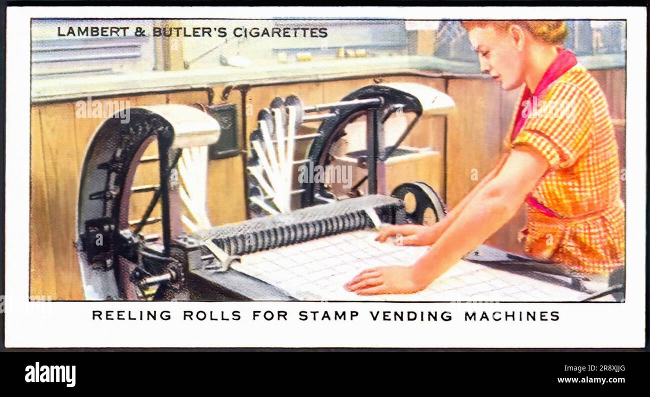 Rolls For Stamp Vending Machines - Vintage Cigarette Card Stock Photo ...