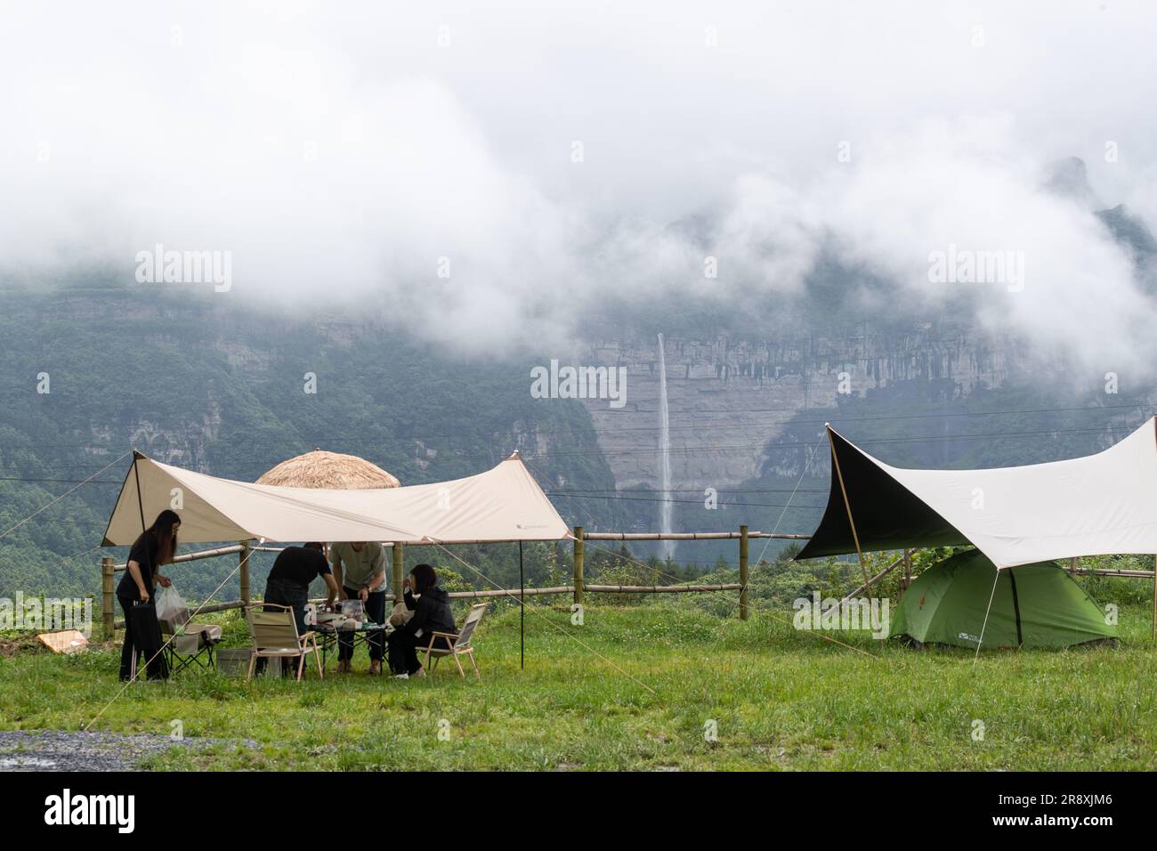 CHONGQING, CHINA - JUNE 23, 2023 - Tourists enjoy camping in Mazui ...