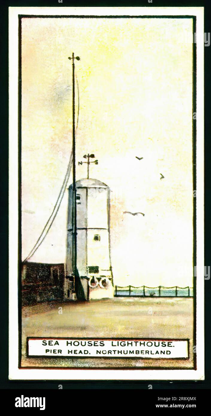 Seahouses Lighthouse - Vintage Cigarette Card Stock Photo - Alamy