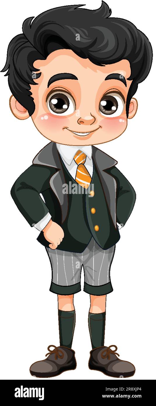 Boy in Student Uniform Cartoon illustration Stock Vector Image & Art ...