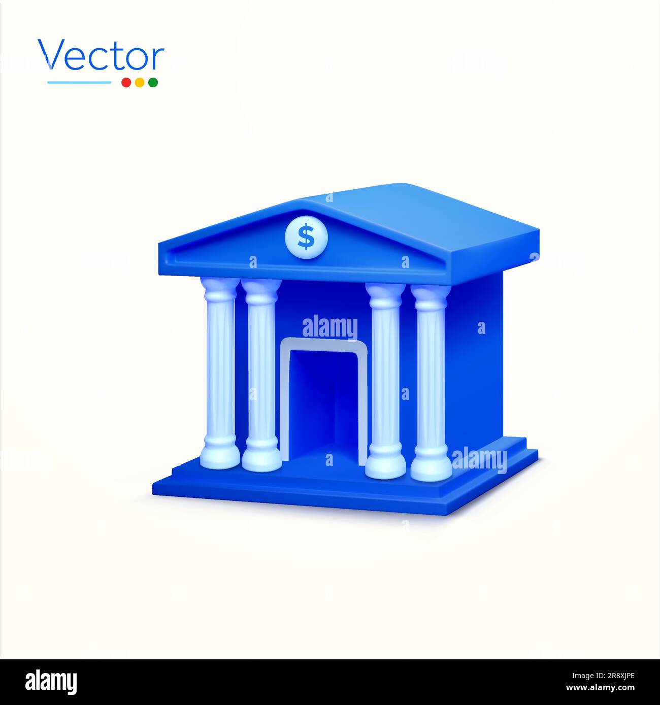 3d bank building in minimal style, isolated on white background. Design ...