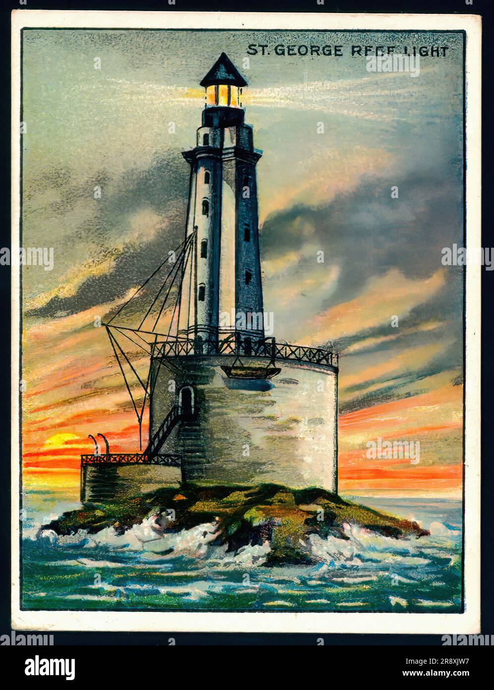 St George Reef Light - Vintage Cigarette Card Stock Photo - Alamy