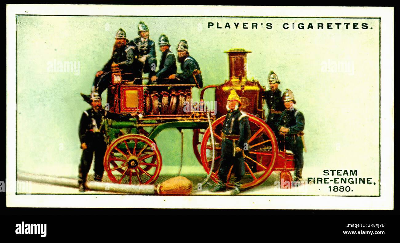 Steam Fire-Engine, 1880 - Vintage Cigarette Card Stock Photo - Alamy