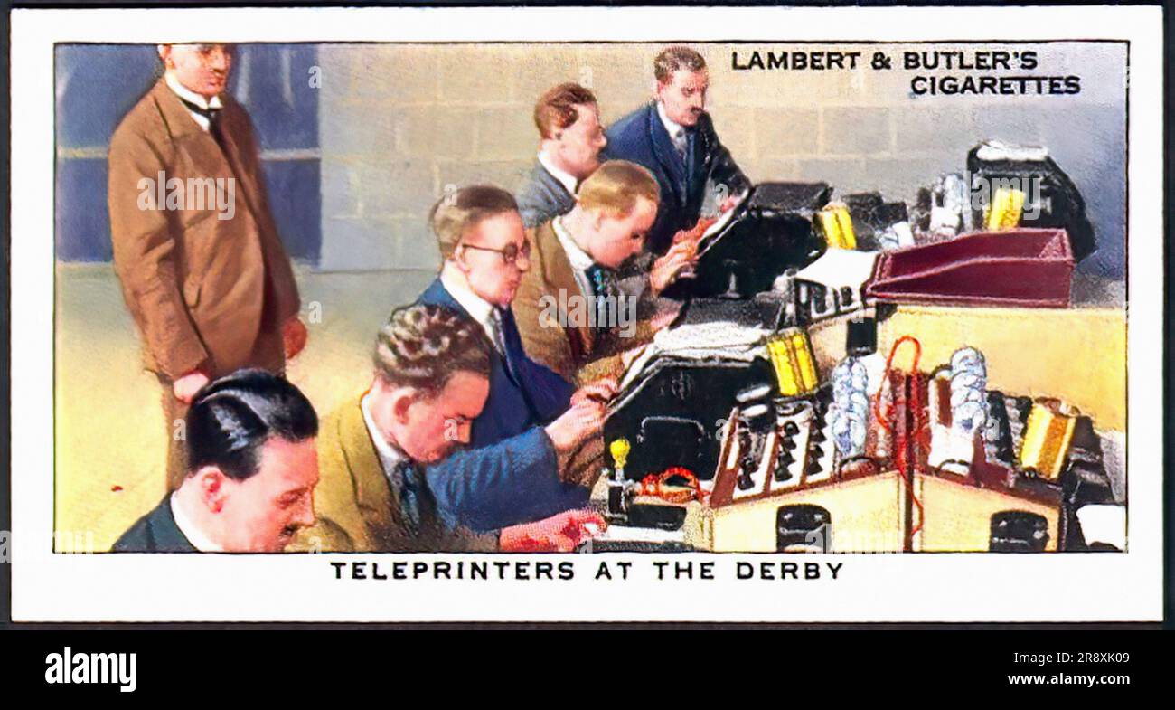 Teleprinters at the Derby - Vintage Cigarette Card Stock Photo - Alamy