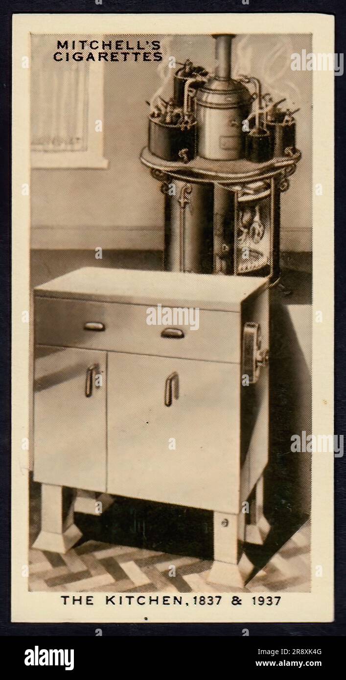 The Kitchen, 1837 & 1937 - Vintage Cigarette Card Stock Photo - Alamy