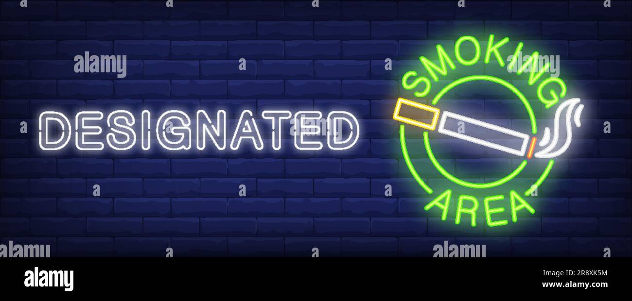 Designated smoking area neon sign Stock Vector Image & Art - Alamy