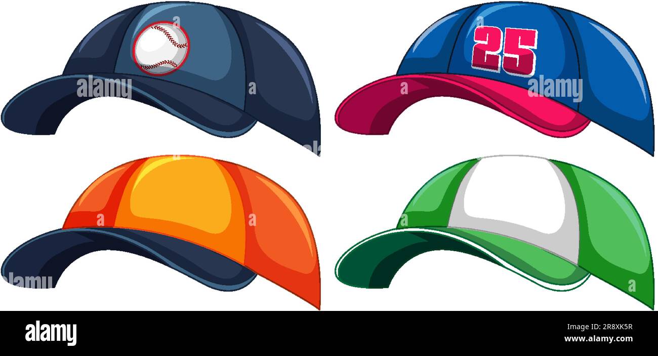 Collection of Different Caps Vector illustration Stock Vector Image ...