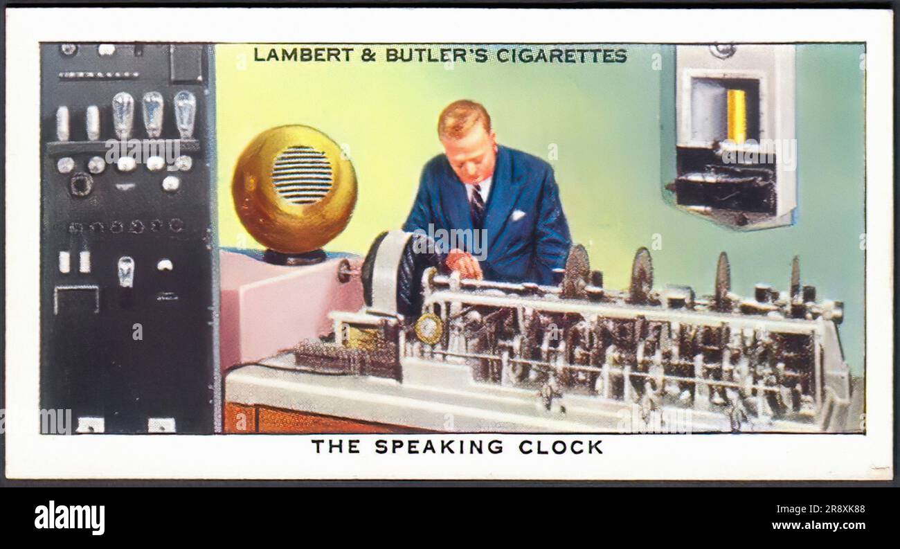 The Speaking Clock - Vintage Cigarette Card Stock Photo - Alamy