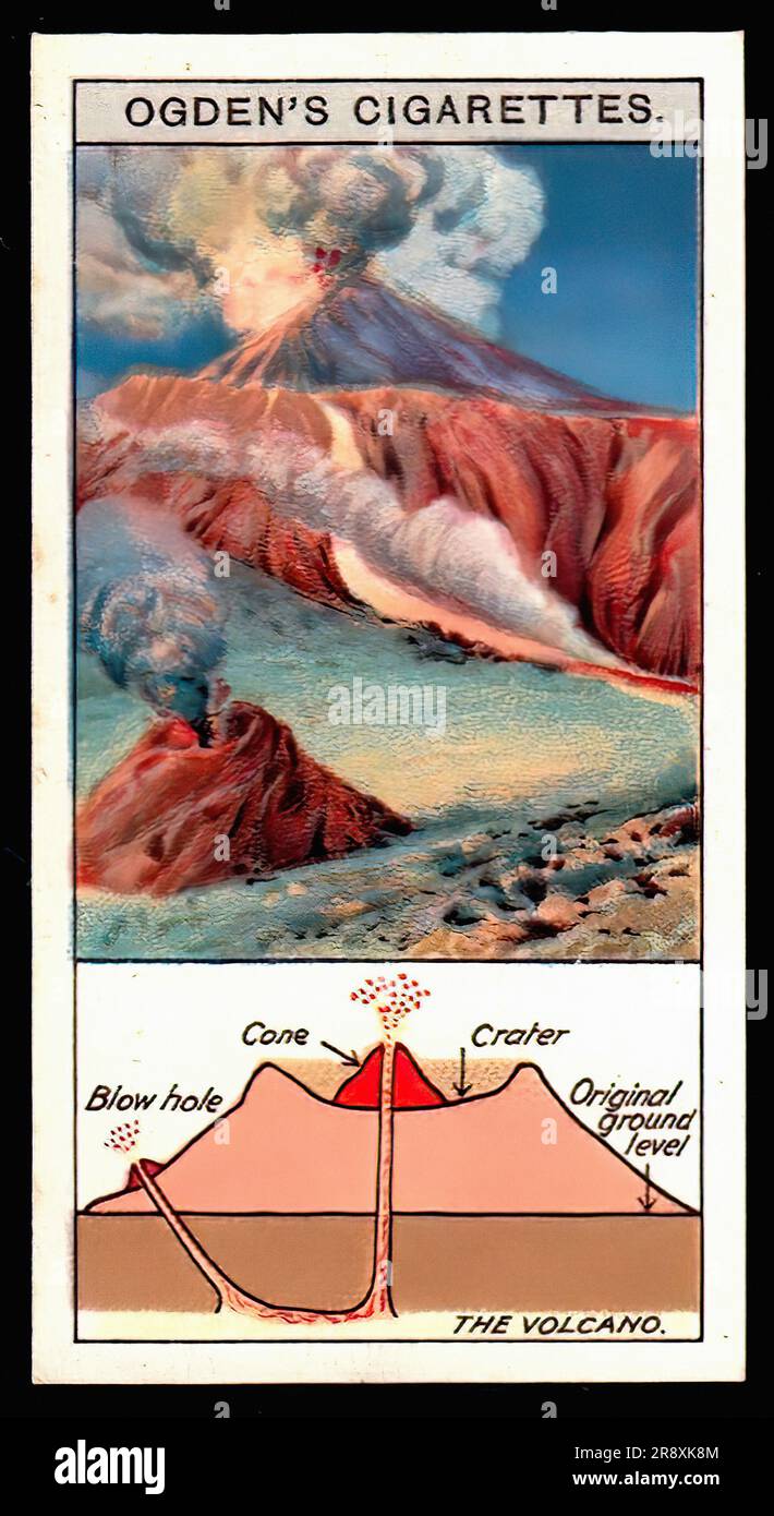 The Volcano - Vintage Cigarette Card Stock Photo - Alamy
