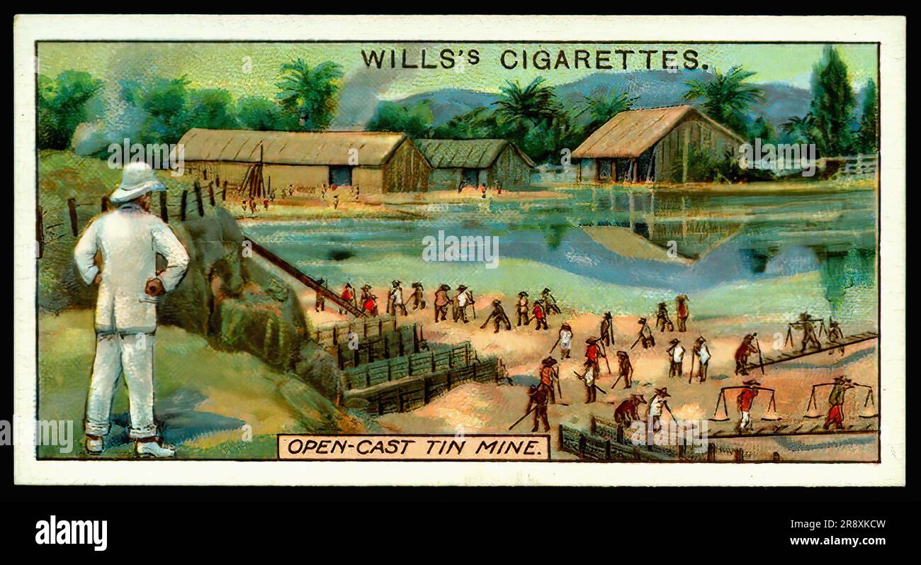 Tin Mine at Perak - Vintage Cigarette Card Stock Photo - Alamy