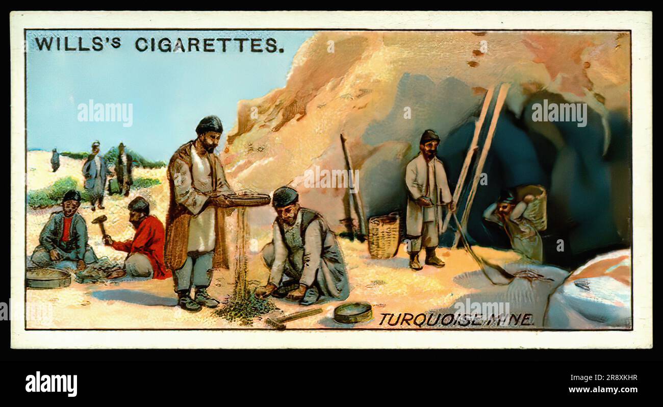 Turquoise Mine - Vintage Cigarette Card Stock Photo - Alamy