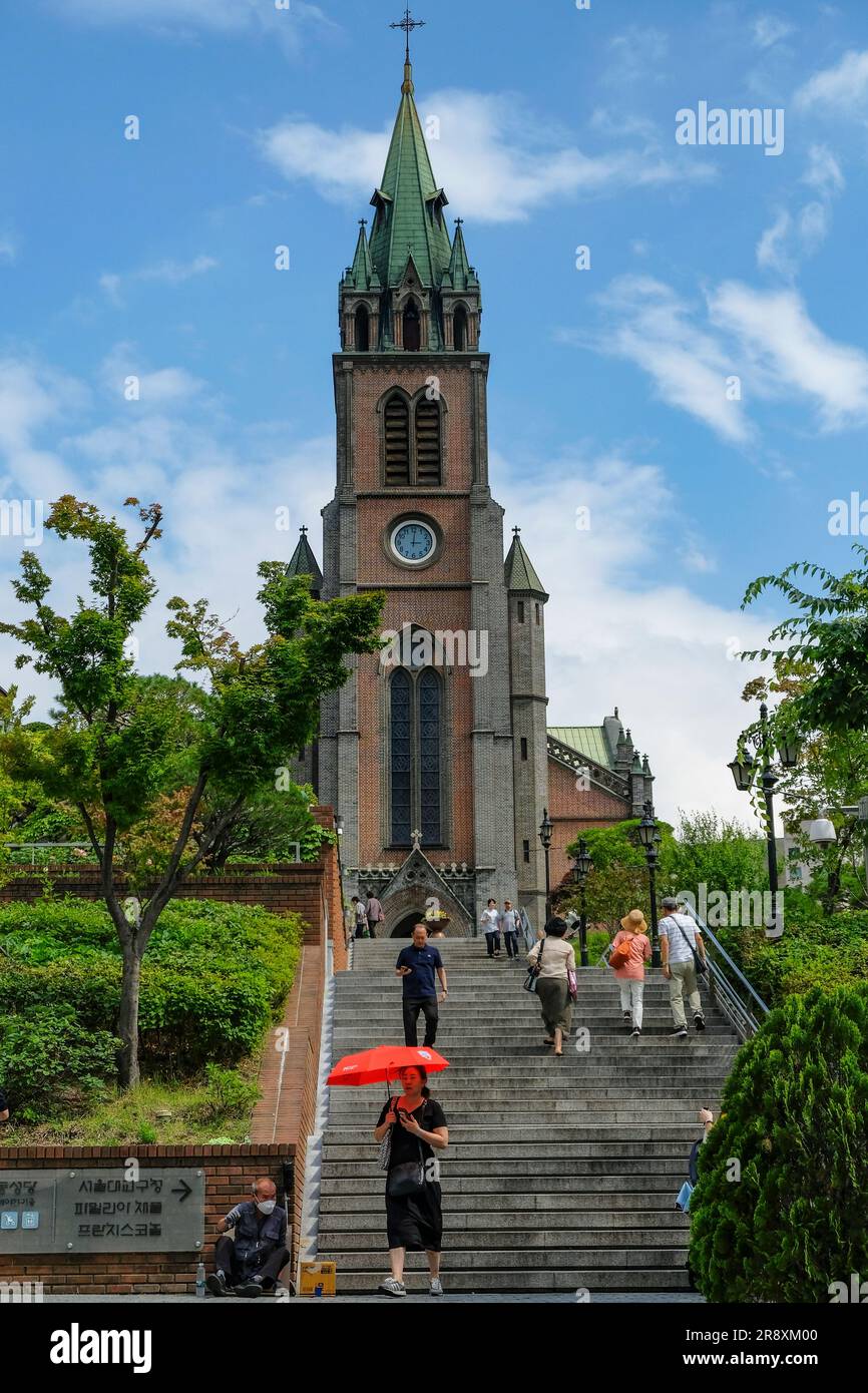 Seoul, South Korea - June 22, 2023: Myeongdong Cathedral is the ...