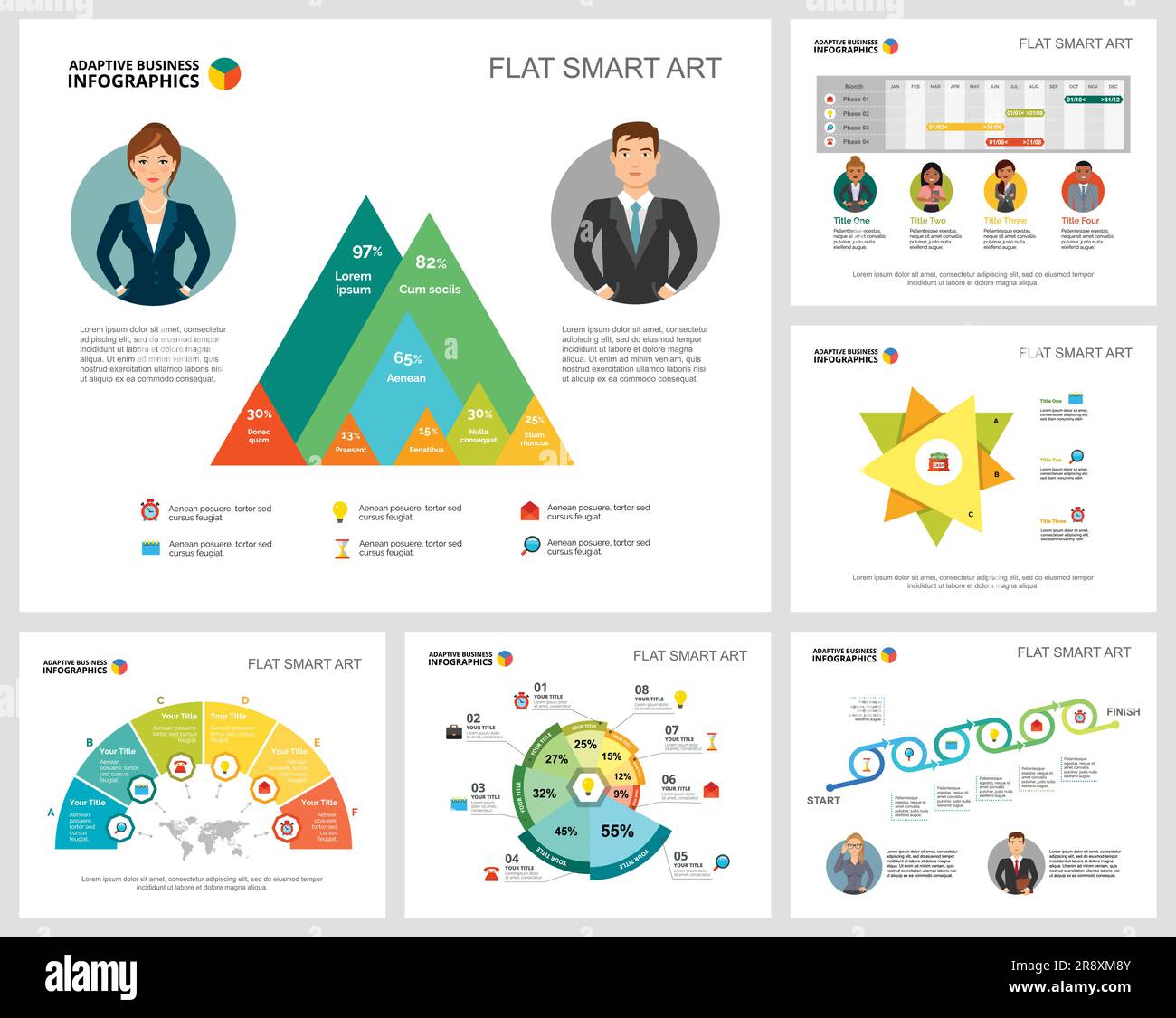 Colorful analytics or logistics concept infographic charts set Stock ...
