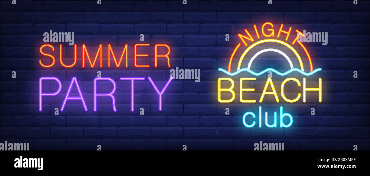 Summer party in night beach club neon sign Stock Vector Image & Art - Alamy