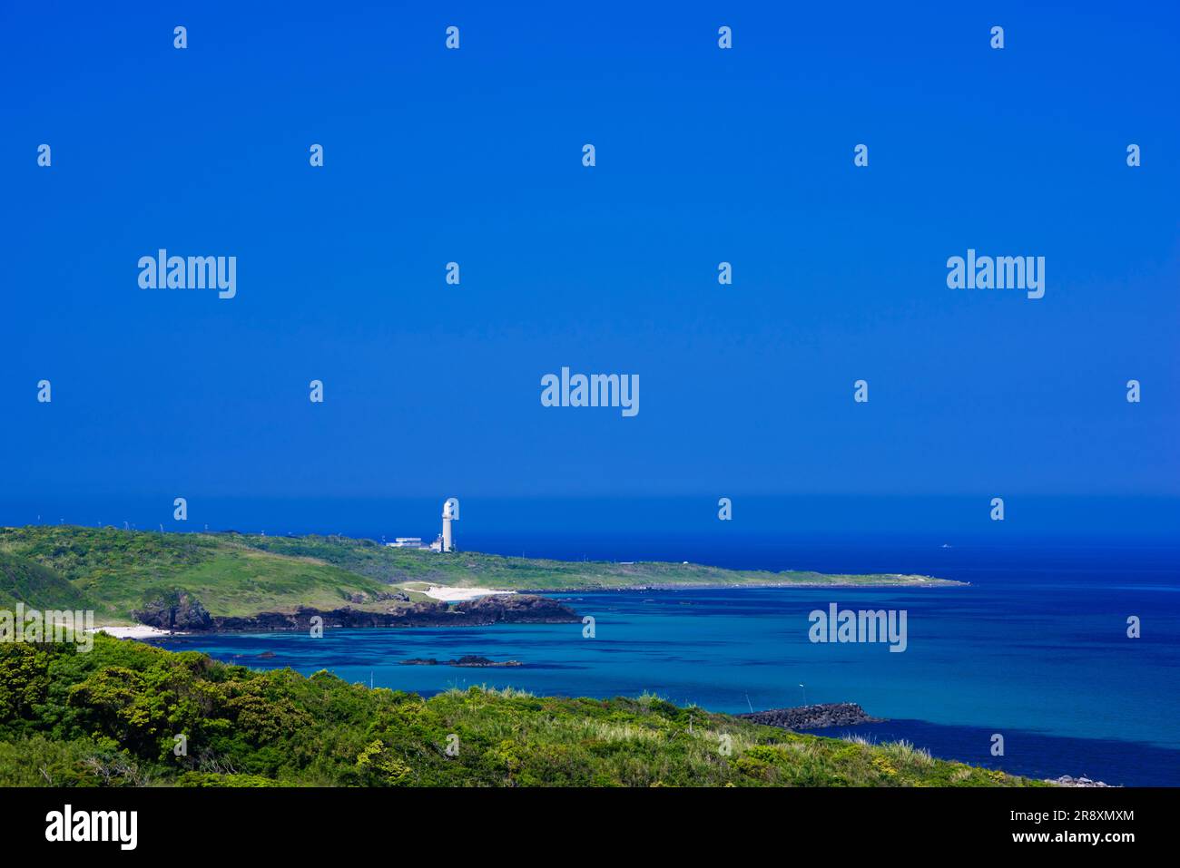 Kakunoshima Lighthouse and Ohama Beach Stock Photo - Alamy