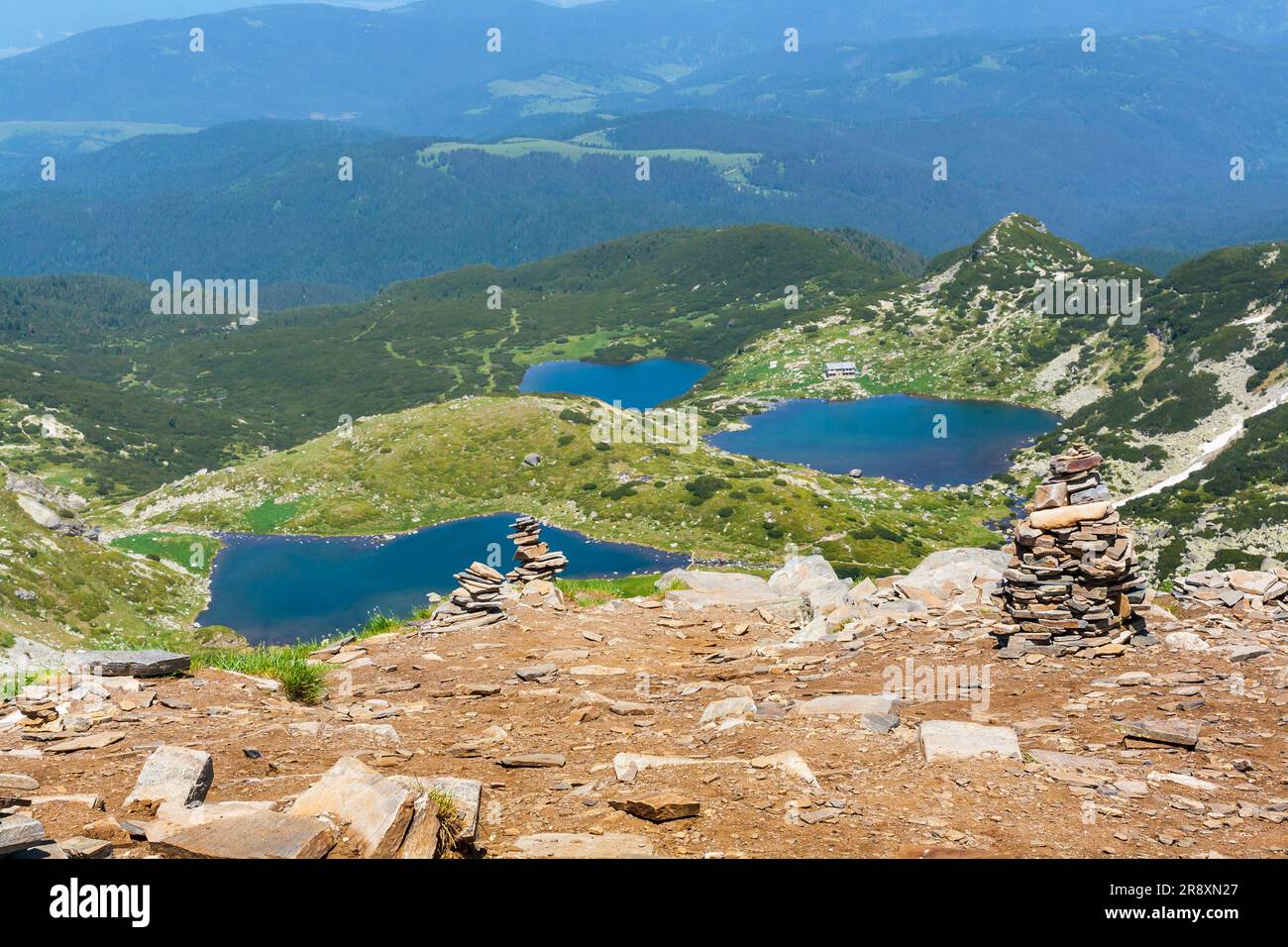 Aerial veiw of Seven Rila Lakes in National Park Rila, Bulgaria Stock ...