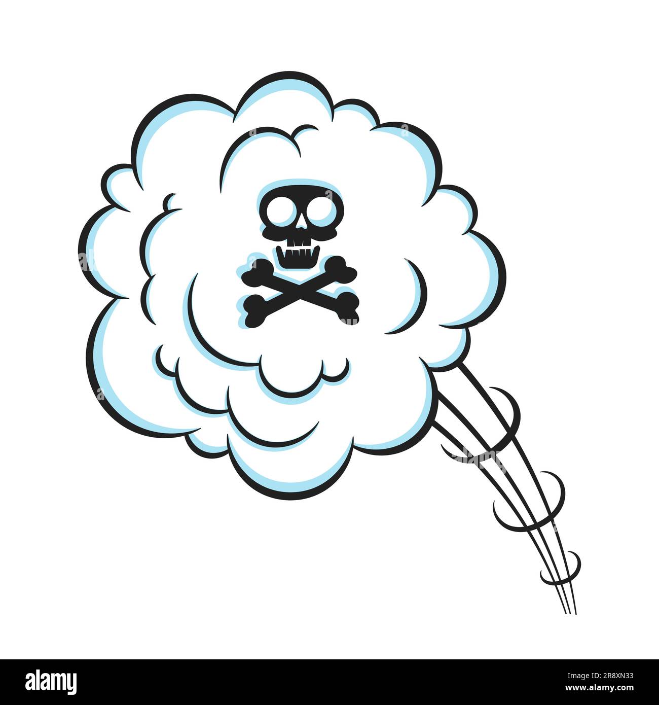 Fart smoke smelling cloud with skull and crossing bones pop art comic ...