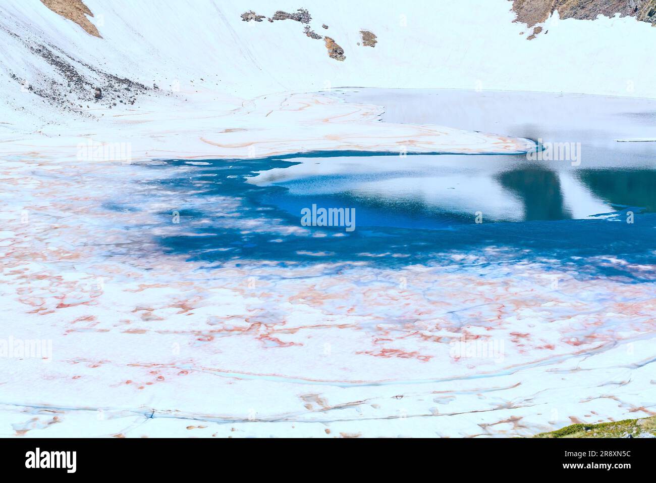 Floating melting ice blocks at the mountain lake in spring Stock Photo ...