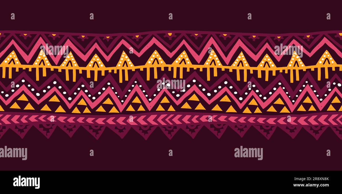 Hand drawn abstract seamless pattern, ethnic background, african style ...