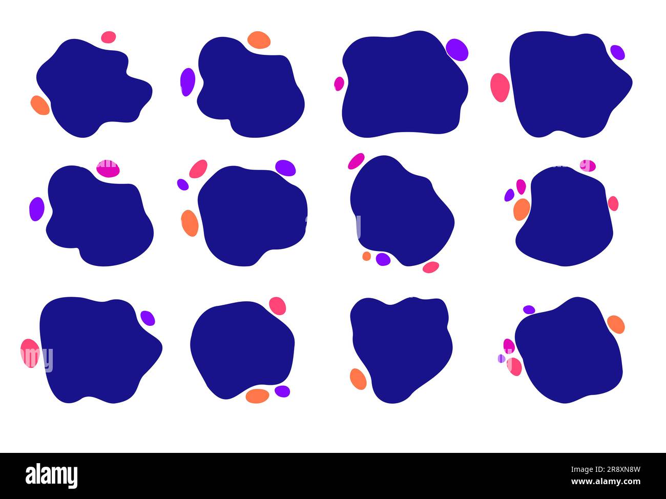 Set of random irregular drops and stains. Vector illustration Stock ...