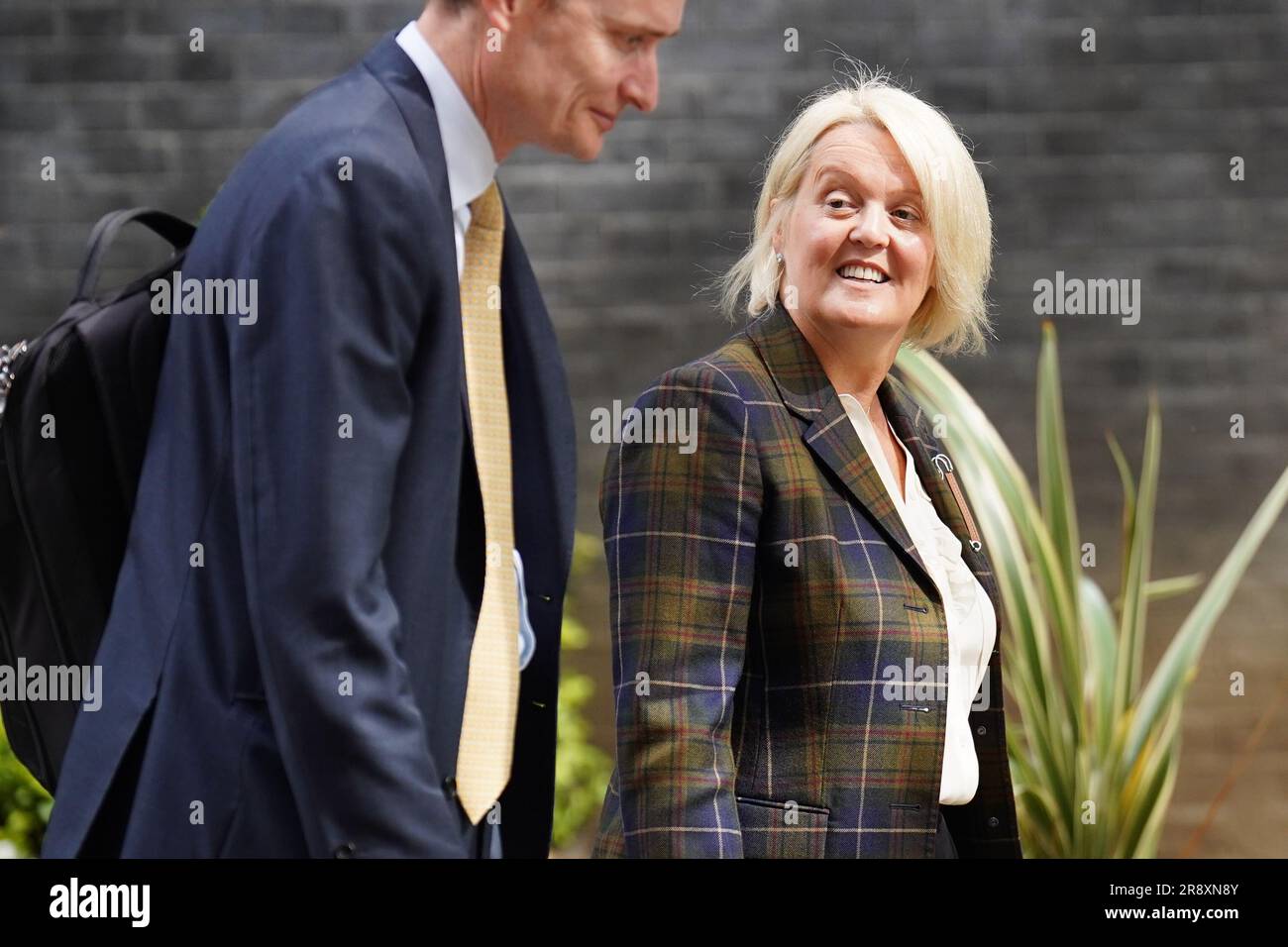 Alison Rose, NatWest chief executive, (right) departs 10 Downing Street ...