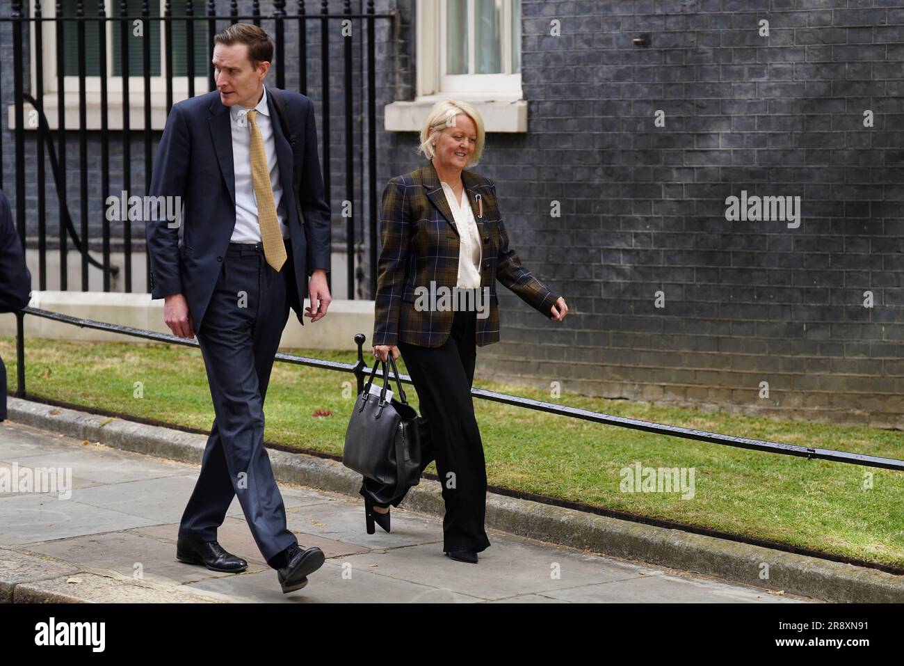 Alison Rose, NatWest chief executive, (right) departs 10 Downing Street ...
