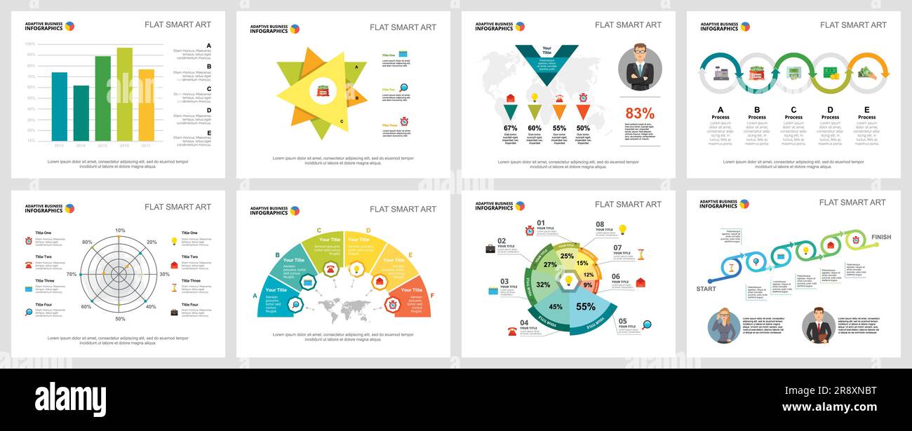 Colorful analytics or logistics concept infographic charts set Stock ...