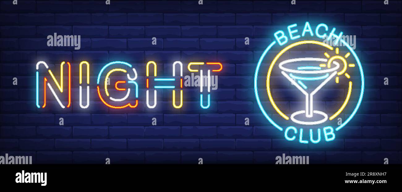 Night beach club neon sign Stock Vector Image & Art - Alamy