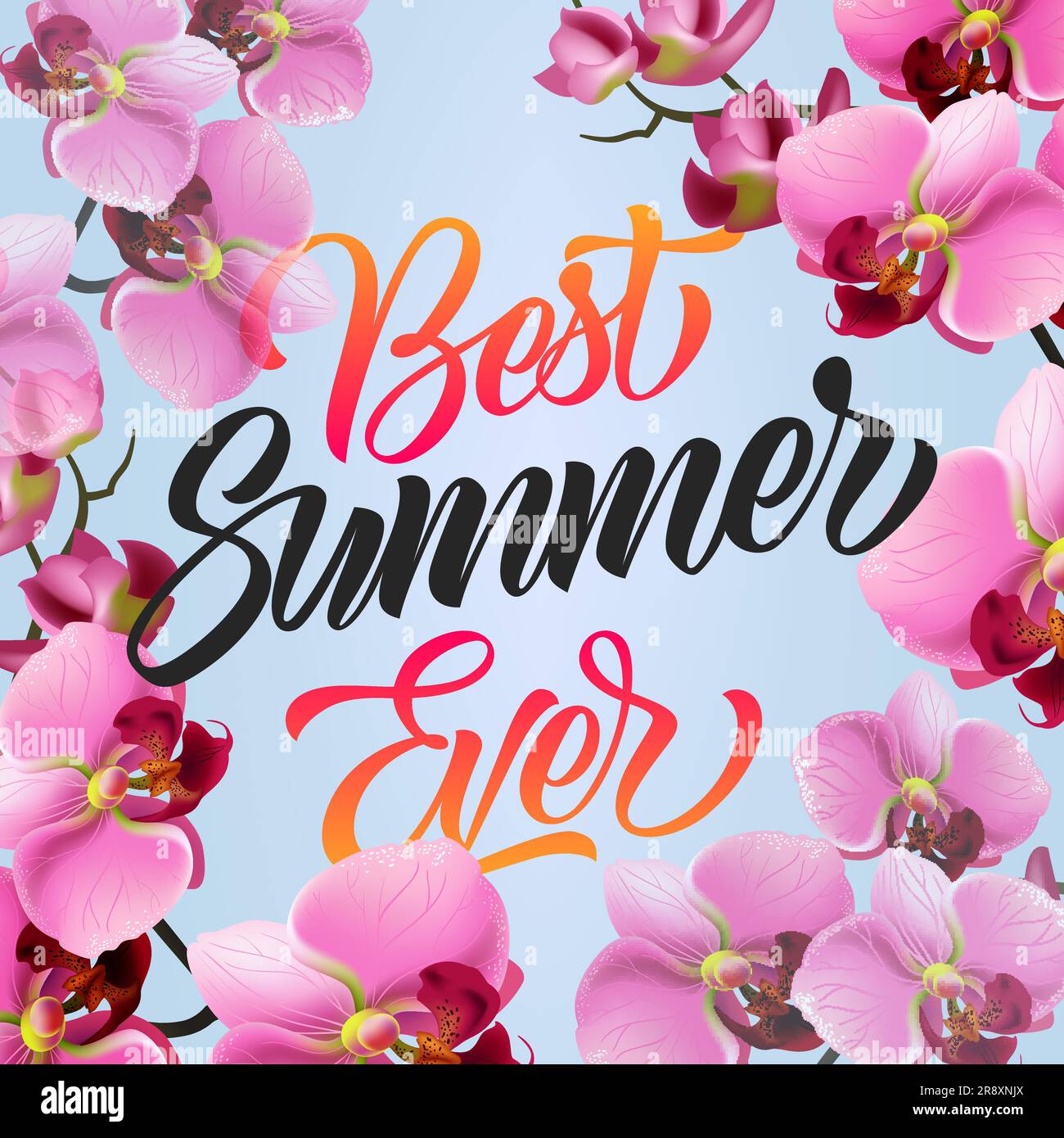Best summer ever lettering with orchid Stock Vector Image & Art - Alamy
