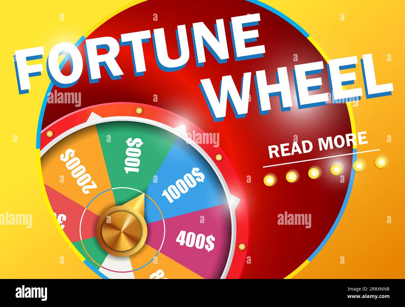Fortune wheel read more lettering on yellow background Stock Vector ...