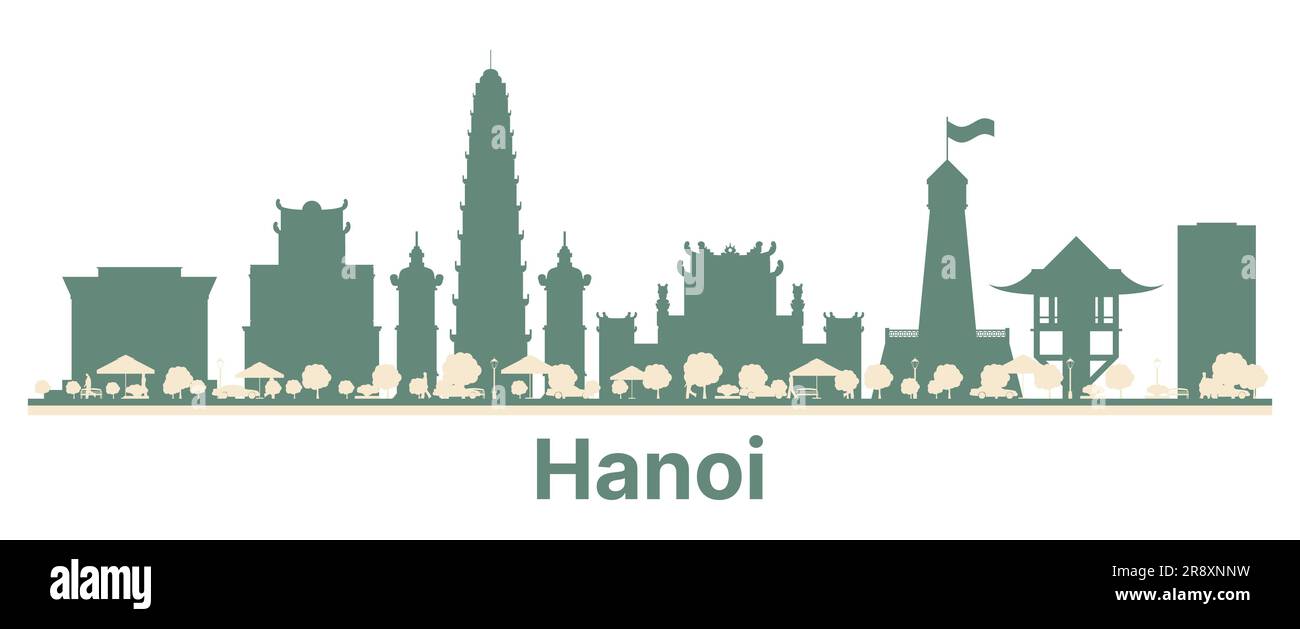Abstract Hanoi Vietnam City Skyline with Color Buildings. Vector ...