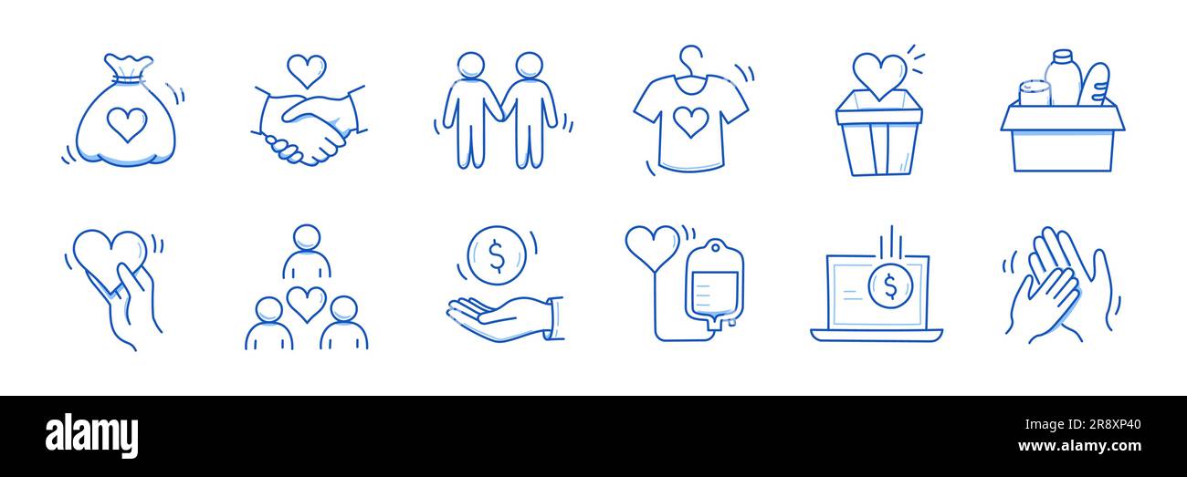 Charity hand, money, care heart doodle line icon. Charity donate ... Charity hand, money, care heart doodle line icon. Charity donate ...
