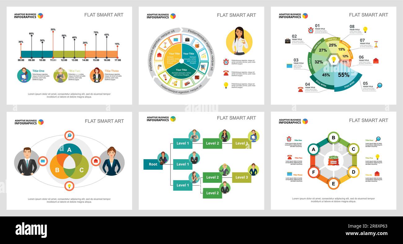 Colorful management or statistics concept infographic charts set Stock ...