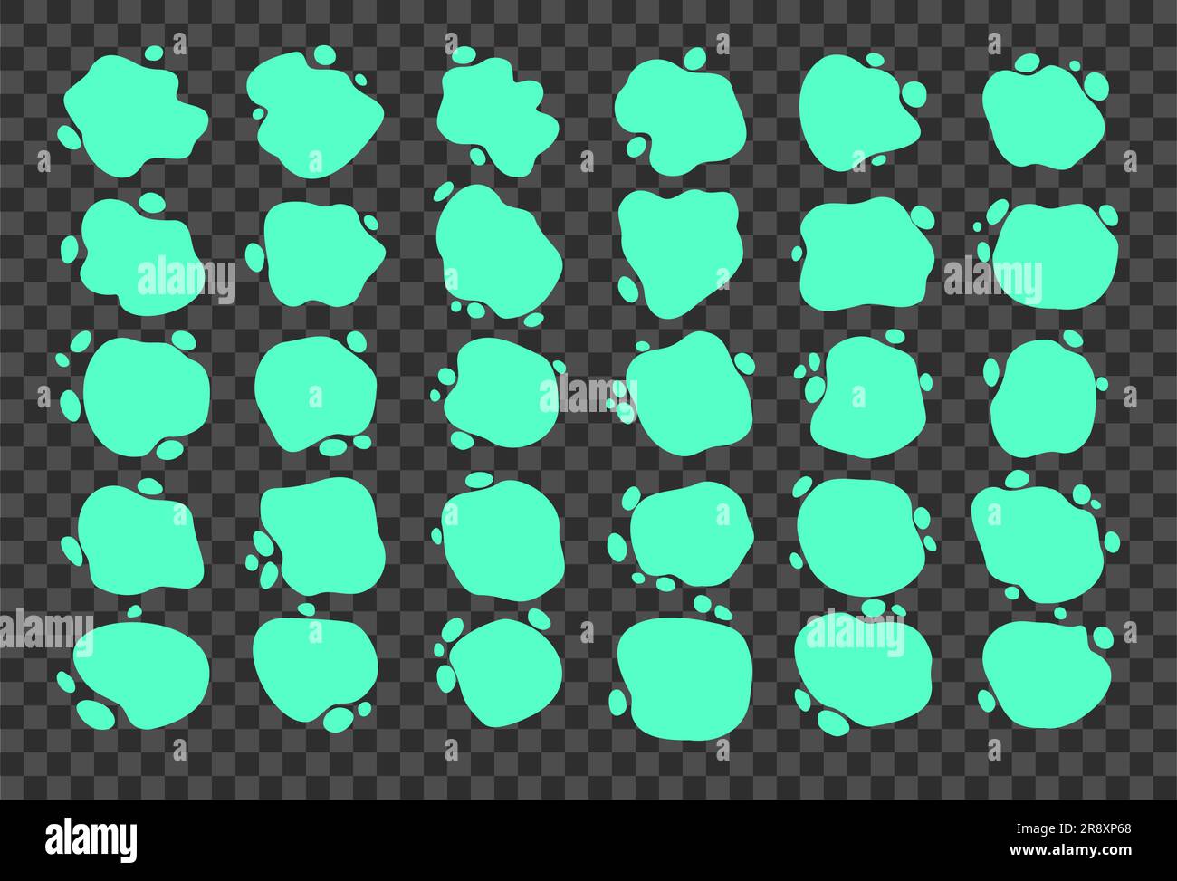 Abstract green amoeba shapes isolated on transparent background Stock ...