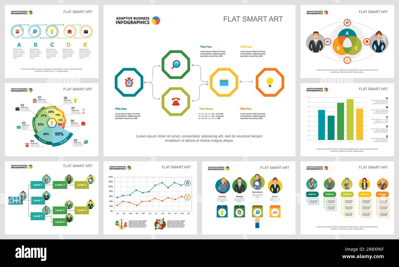 Colorful management or teamwork concept infographic charts set Stock ...