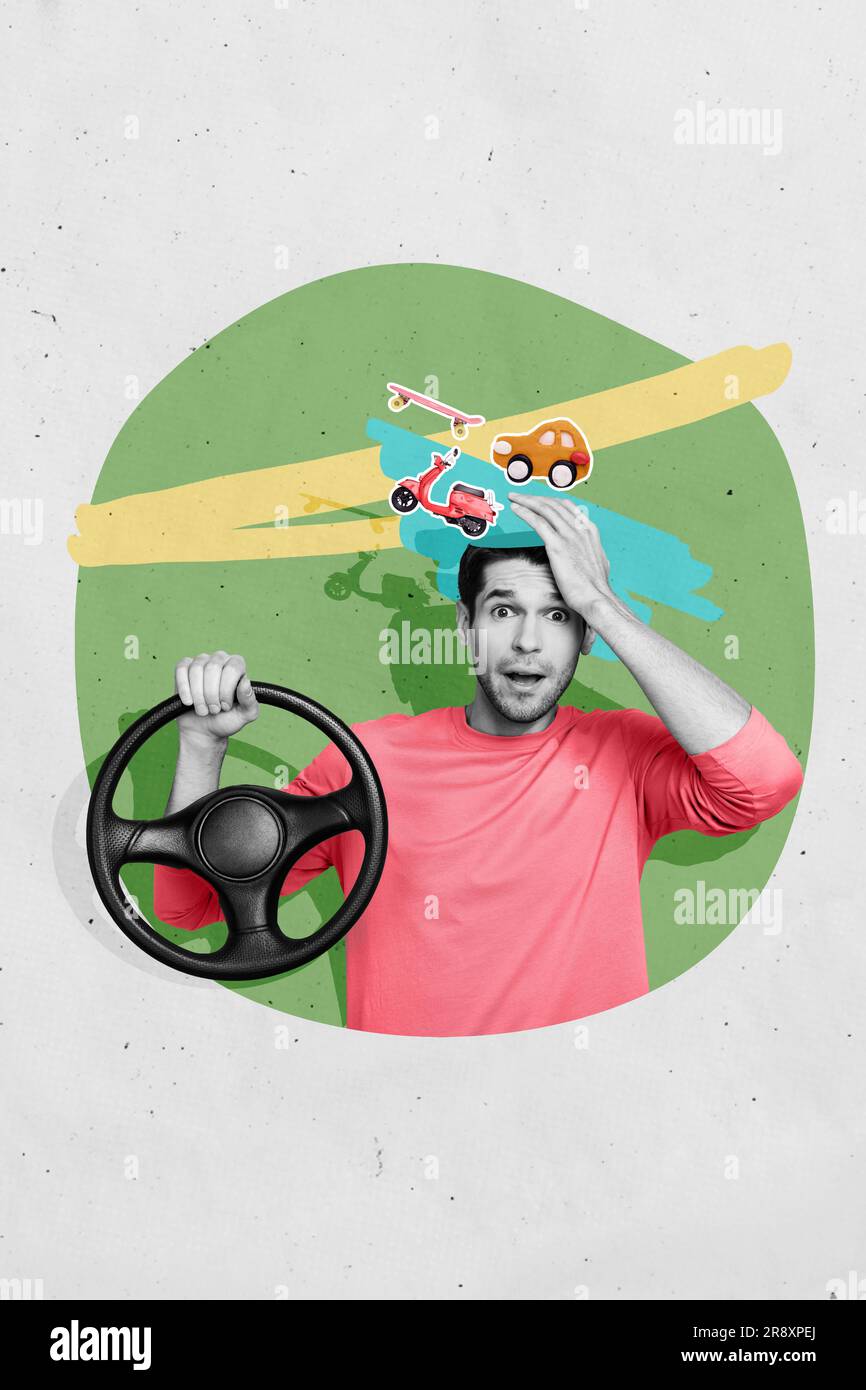 Artwork sketch collage artwork of crazy excited funky guy shocked ...