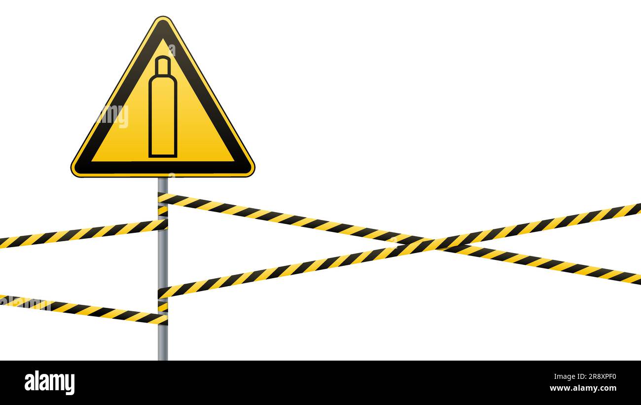 Gas cylinder. Attention is dangerous. Warning sign. Safety technology ...