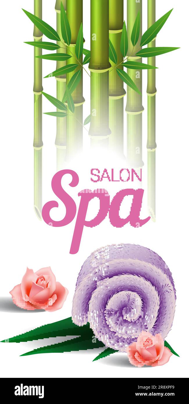 Spa salon lettering, bamboo, towel and roses Stock Vector Image & Art ...