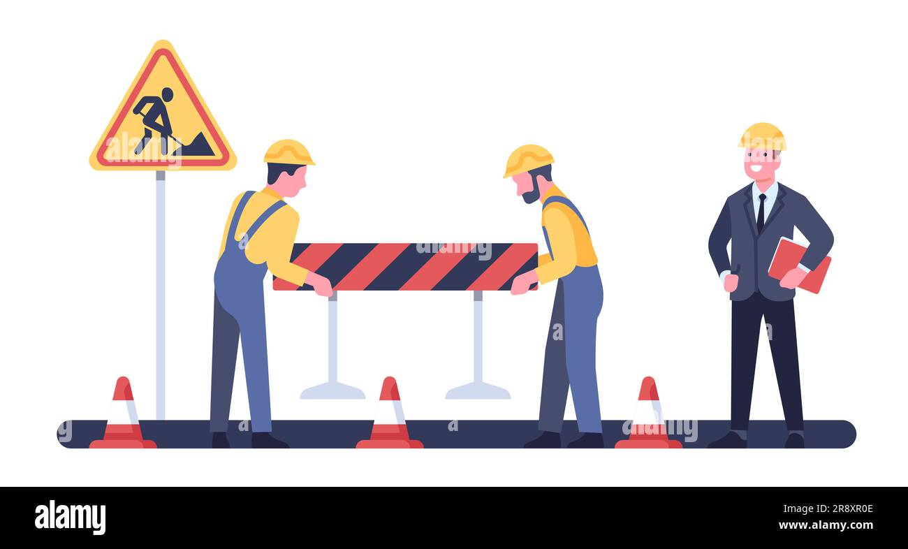 Workmen on pavement Stock Vector Images - Alamy