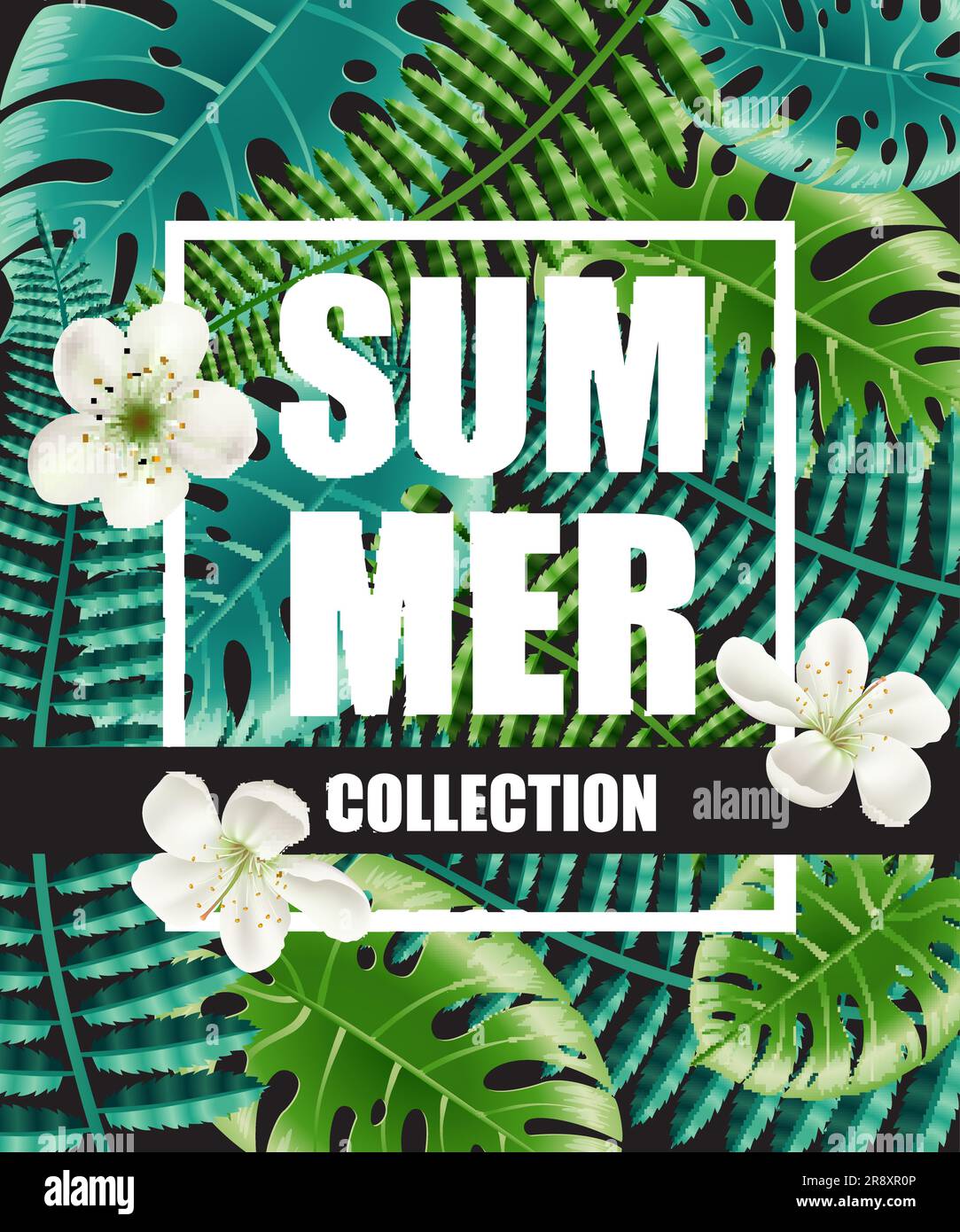 Summer collection poster design with flowers Stock Vector Image & Art ...