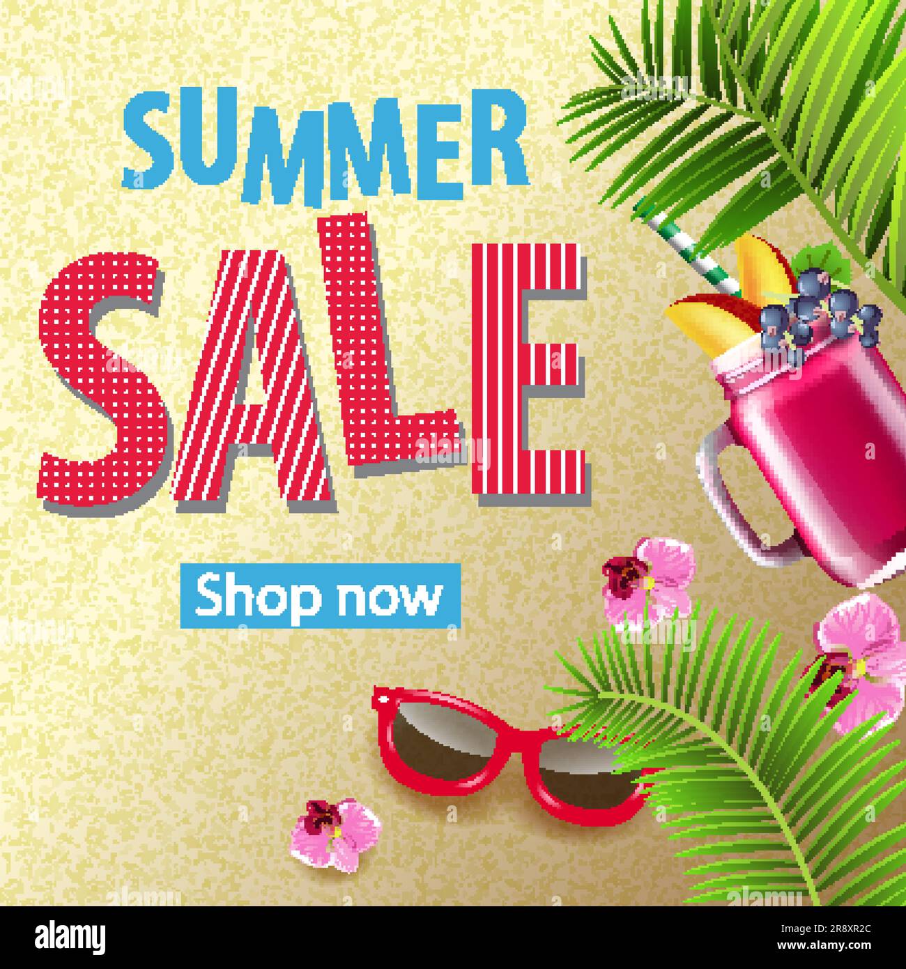 Summer sale promotion banner design with pink flowers Stock Vector ...