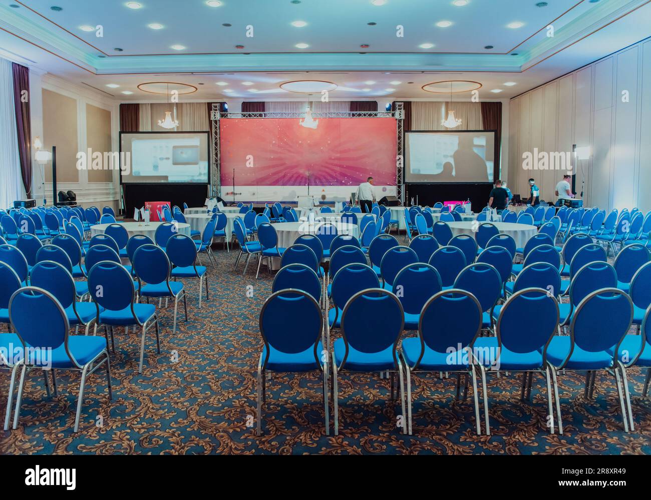 The empty conference hall is ready for the beginning of the event and ...