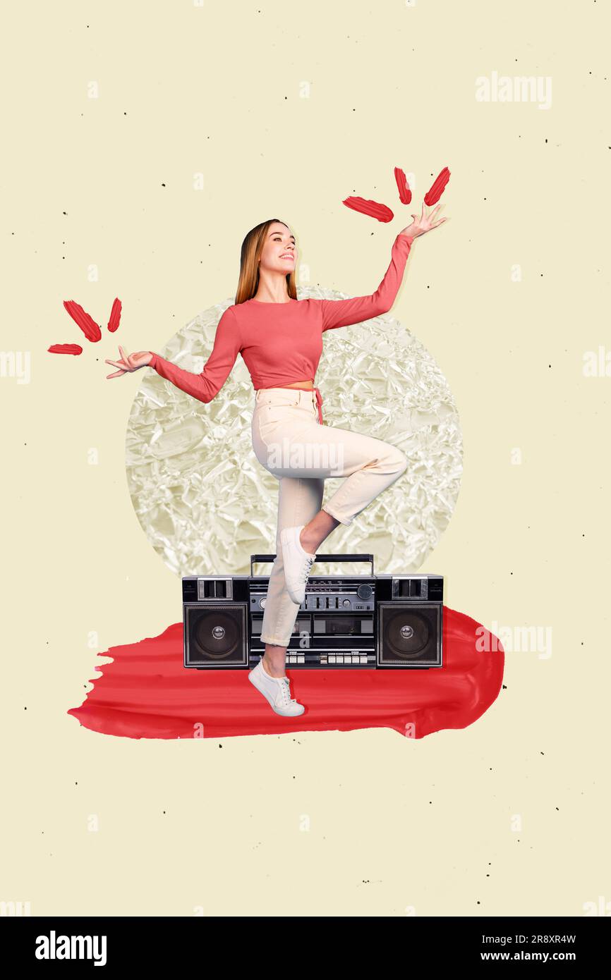 3d artwork picture collage of youth woman dancing visual effect drawing ...