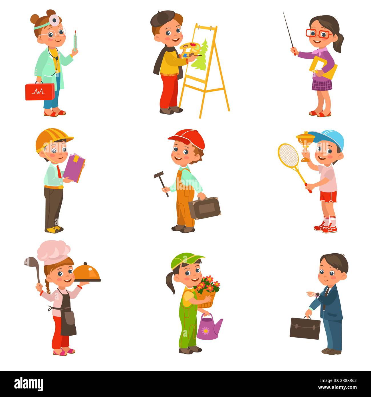 Kids professions. Funny little children. Different professional ...