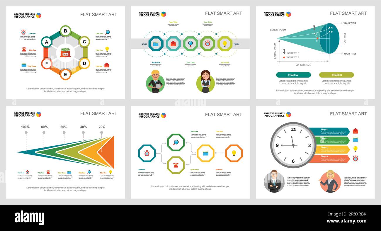Colorful consulting or marketing concept infographic charts set Stock ...