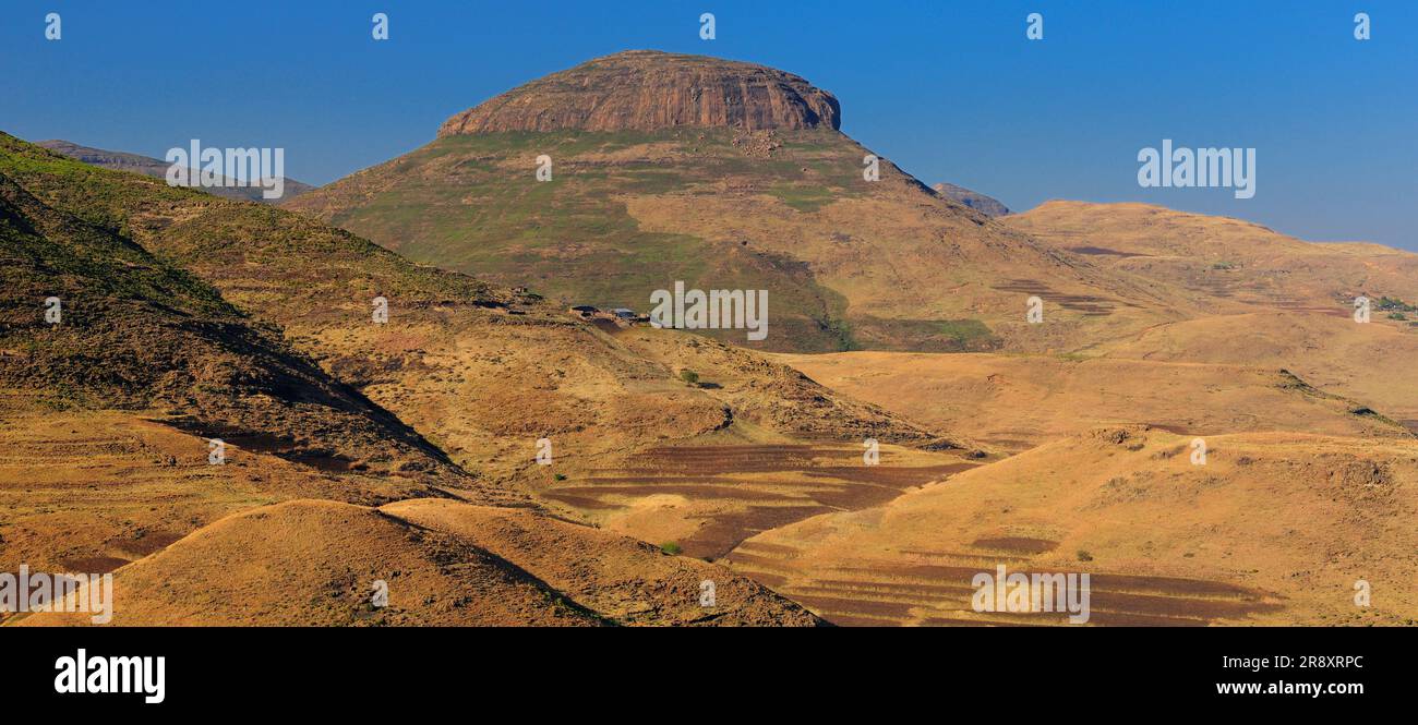Panorama, Basotho Fields near Ramabanta, Lesotho, South Africa Stock ...