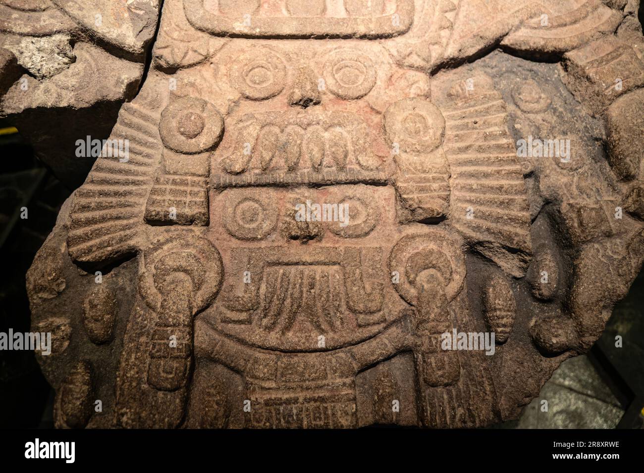 Carved stone monument depicting Tlaloc and Tlaltecuhtli, gods of water ...