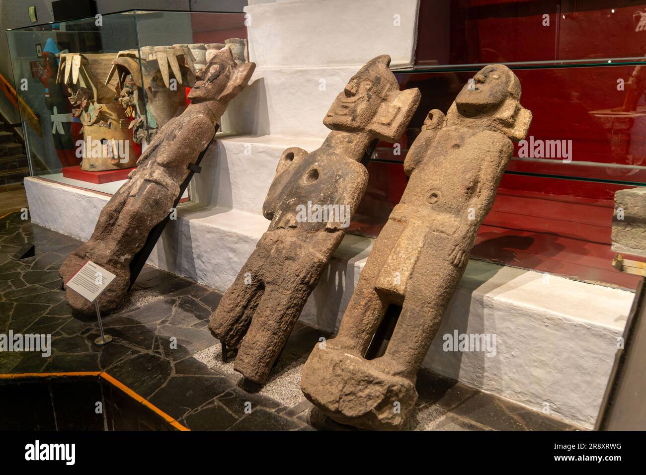 Standard bearer Aztec stone figures, archaeological site and museum of ...